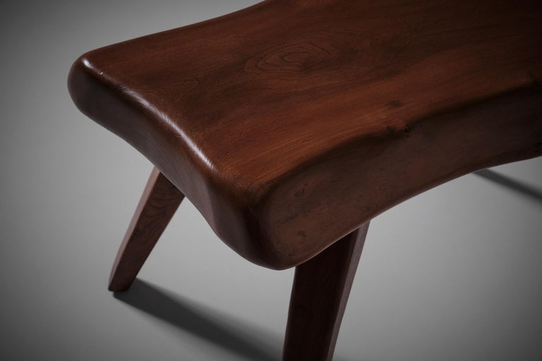 Free Form Side Table in Solid Elm, France, 1960s For Sale at 1stDibs