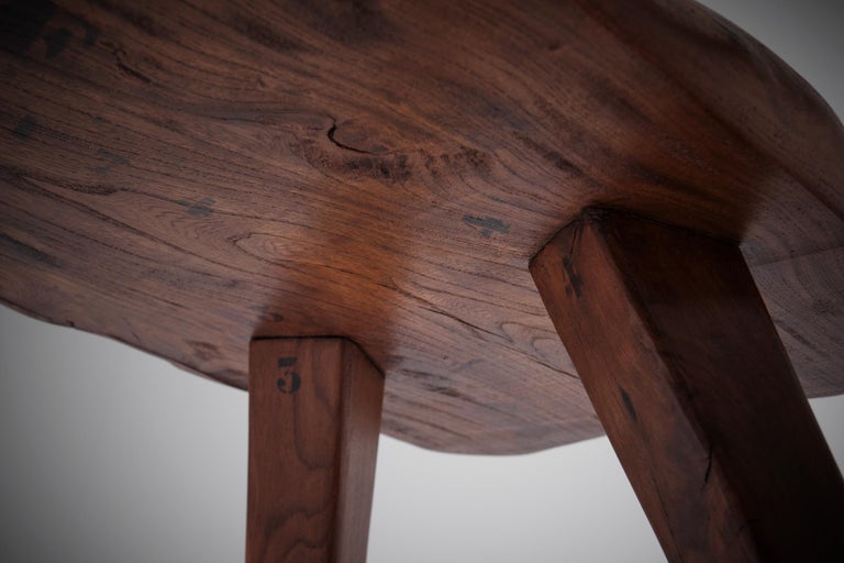 Free Form Side Table in Solid Elm, France, 1960s For Sale at 1stDibs
