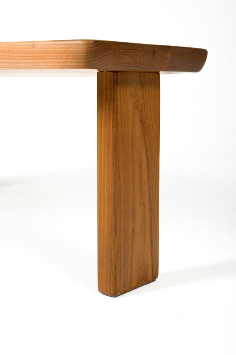 Free Form Solid Elm Coffee Table For Sale at 1stDibs