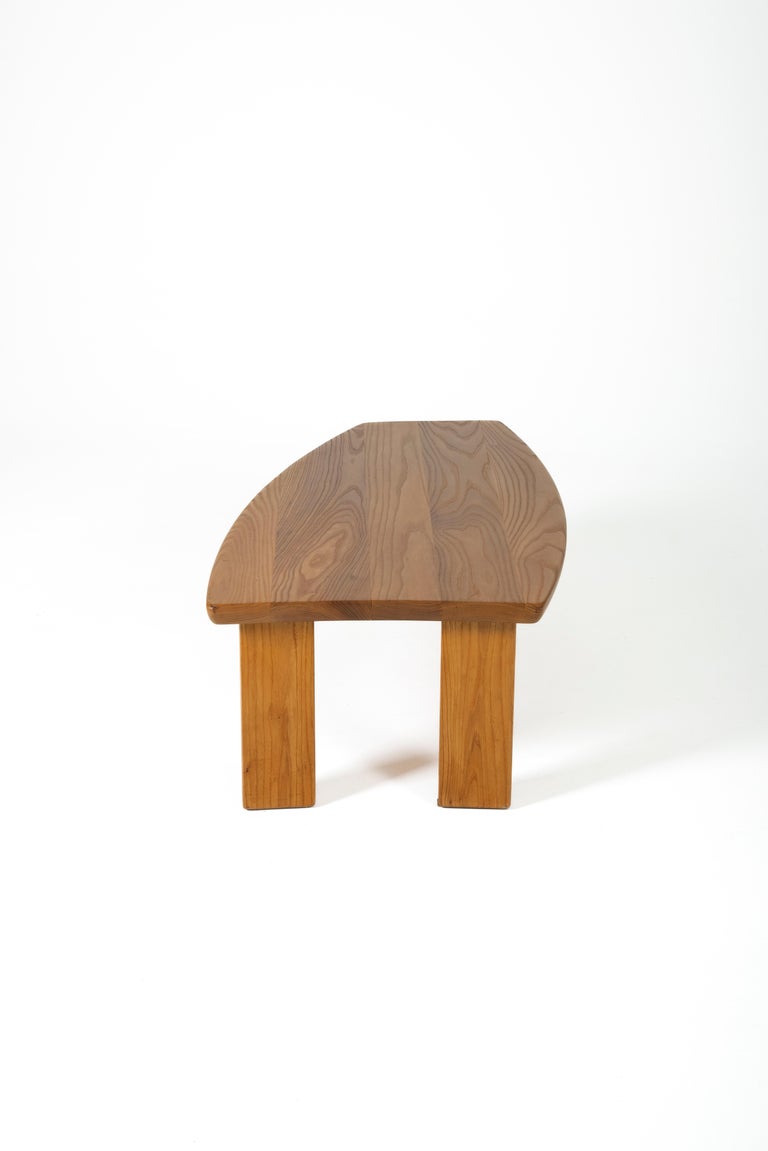 Free Form Solid Elm Coffee Table For Sale at 1stDibs