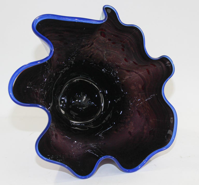 Free Organic Form Signed Blown Art Glass Vase by Bill Kasper at 1stDibs