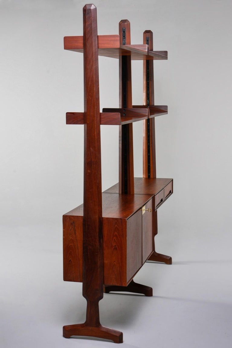 Free Standing Midcentury Teak Wall Unit at 1stDibs