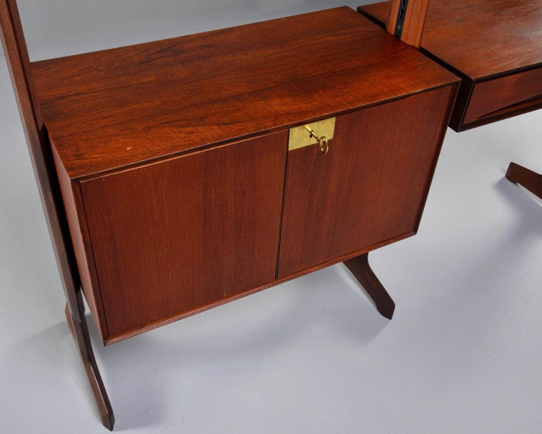 Free Standing Midcentury Teak Wall Unit at 1stDibs