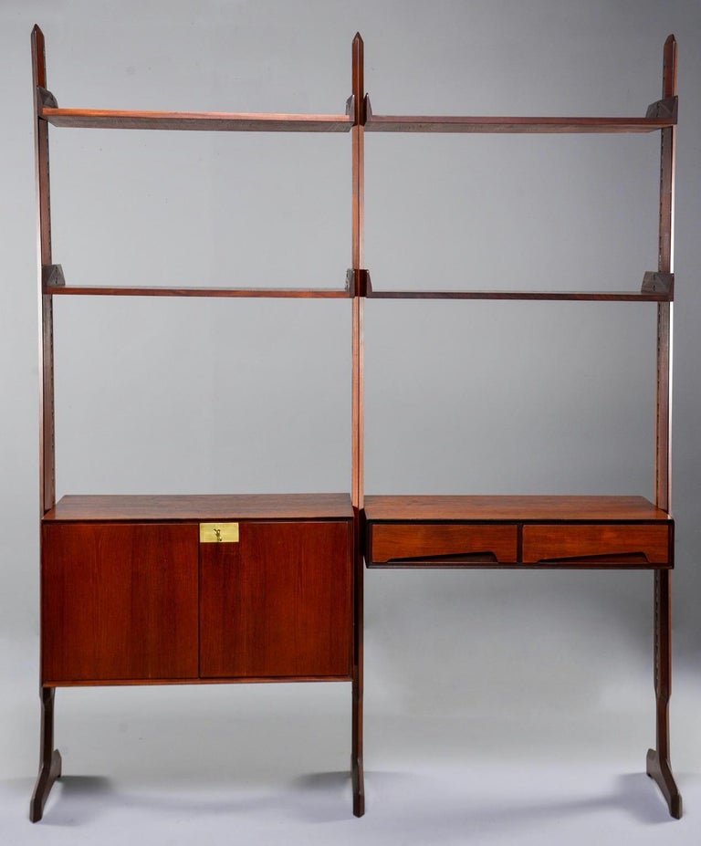 Free Standing Midcentury Teak Wall Unit at 1stDibs