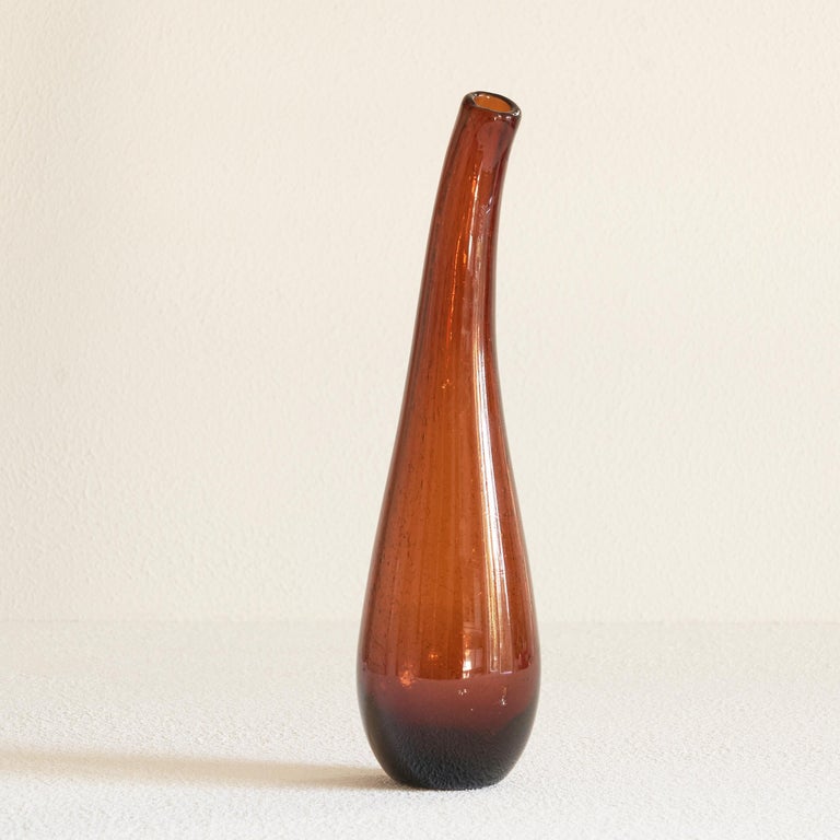 Freeform Amber Colored Bubble Glass Vase 1960s For Sale at 1stDibs