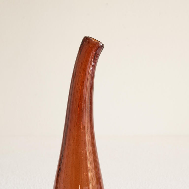 Freeform Amber Colored Bubble Glass Vase 1960s For Sale at 1stDibs