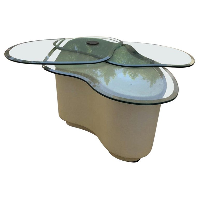 Freeform Coffee Table with 3 Swiveling Glass Tops, Rare For Sale at 1stDibs
