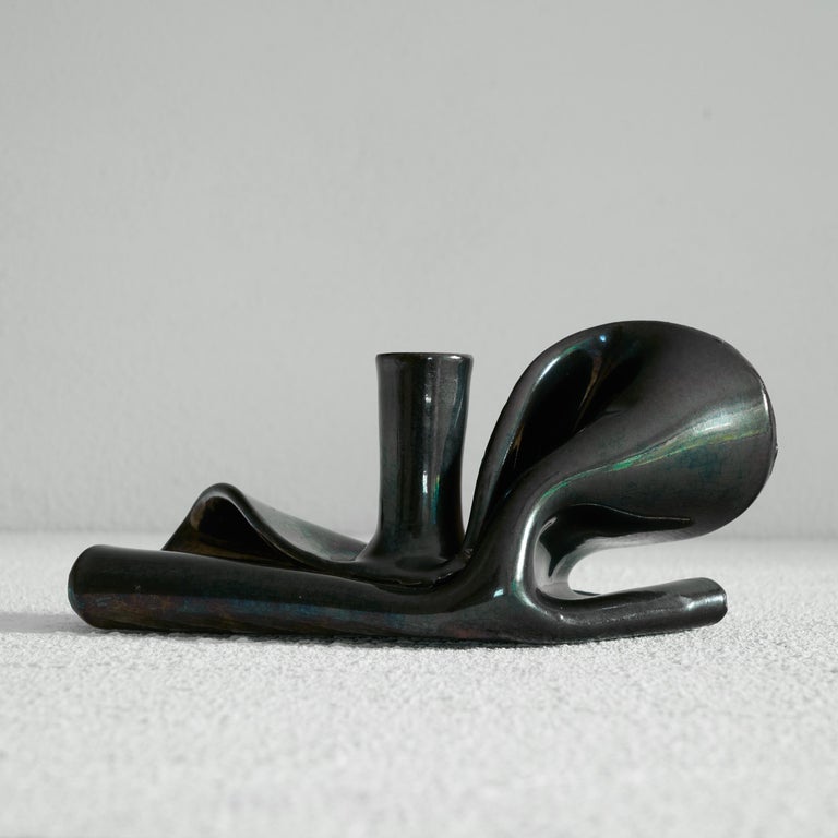 Freeform Metallic Glazed 'Folded' Studio Pottery Candle Holder For Sale ...