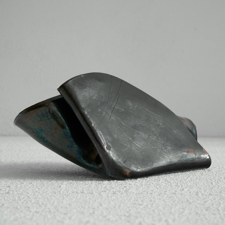 Freeform Metallic Glazed 'Folded' Studio Pottery Candle Holder For Sale ...
