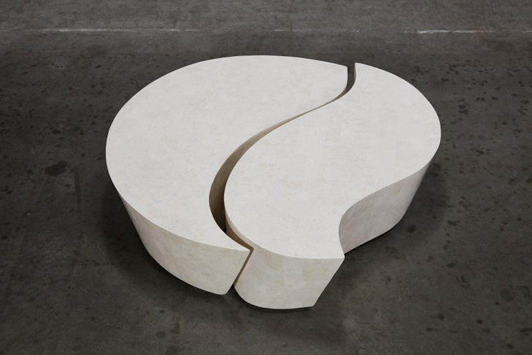 Freeform White Stone Two Part "Hampton" Cocktail or Coffee Table, 1990s ...