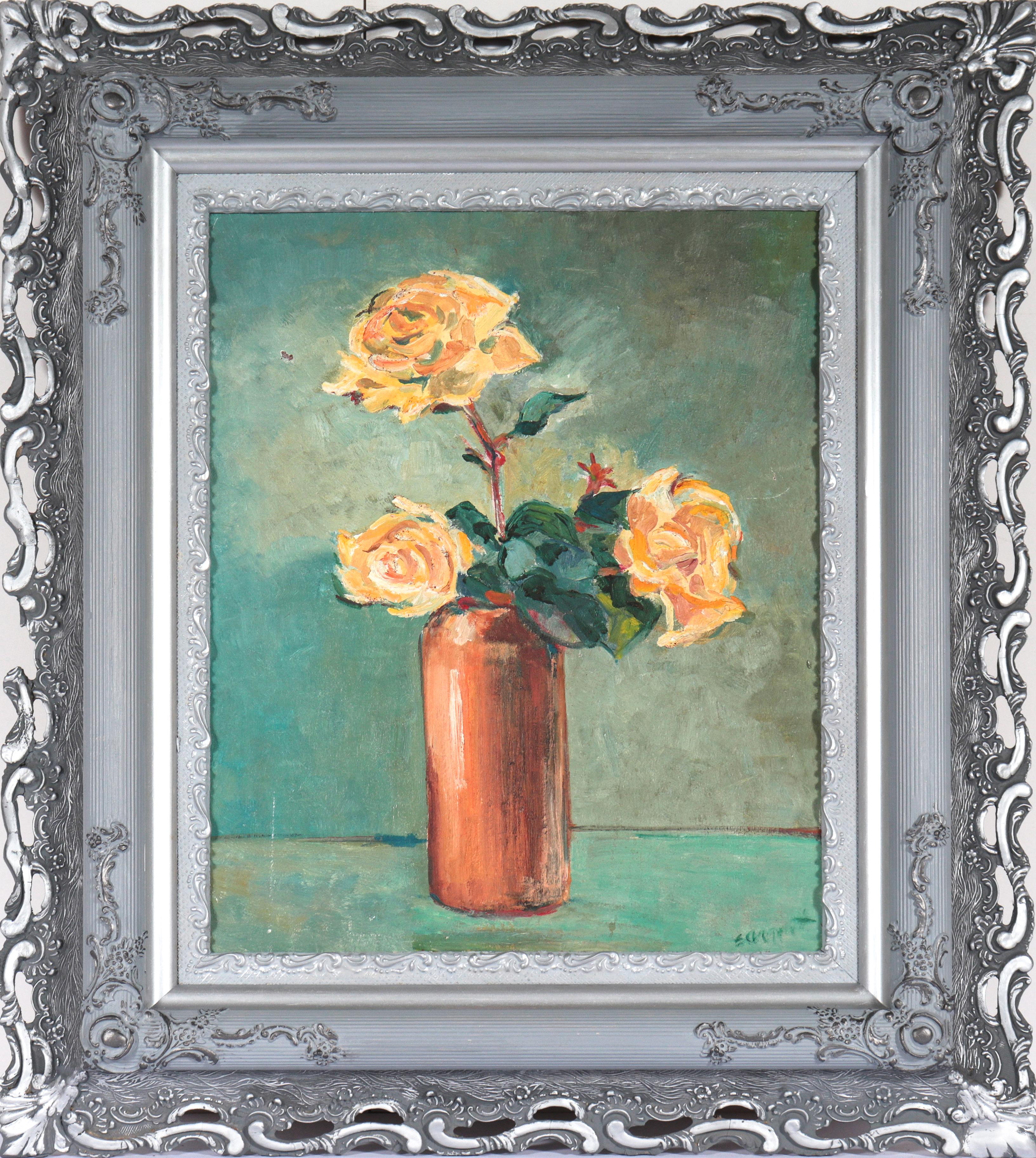 Freeman Sargent - Bold Still-Life with Roses 20th Century Oil For Sale ...
