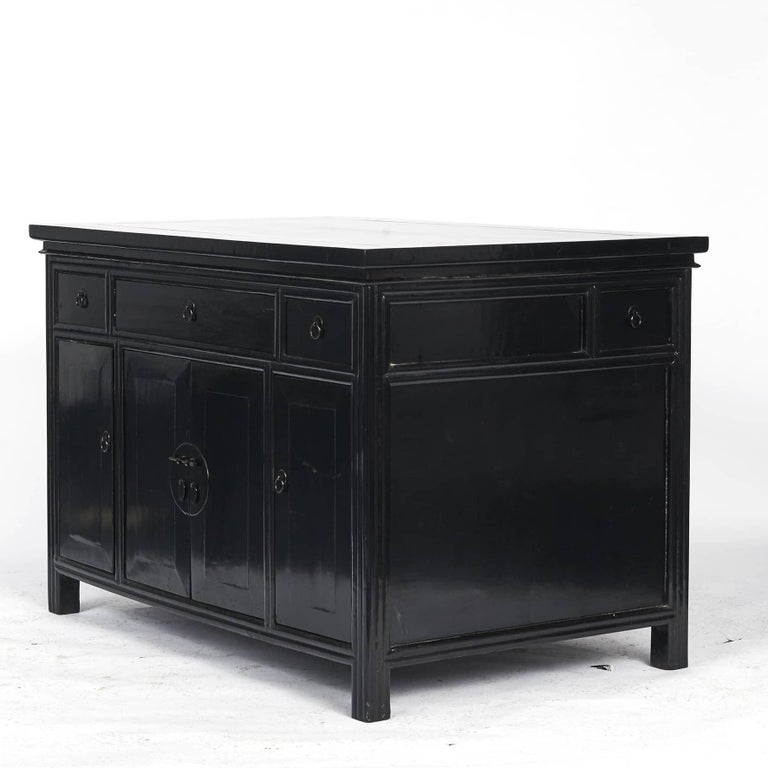Freestanding Art Deco Center Counter in Black Lacquer For Sale at 1stDibs