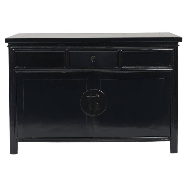 Freestanding Art Deco Center Counter in Black Lacquer For Sale at 1stDibs