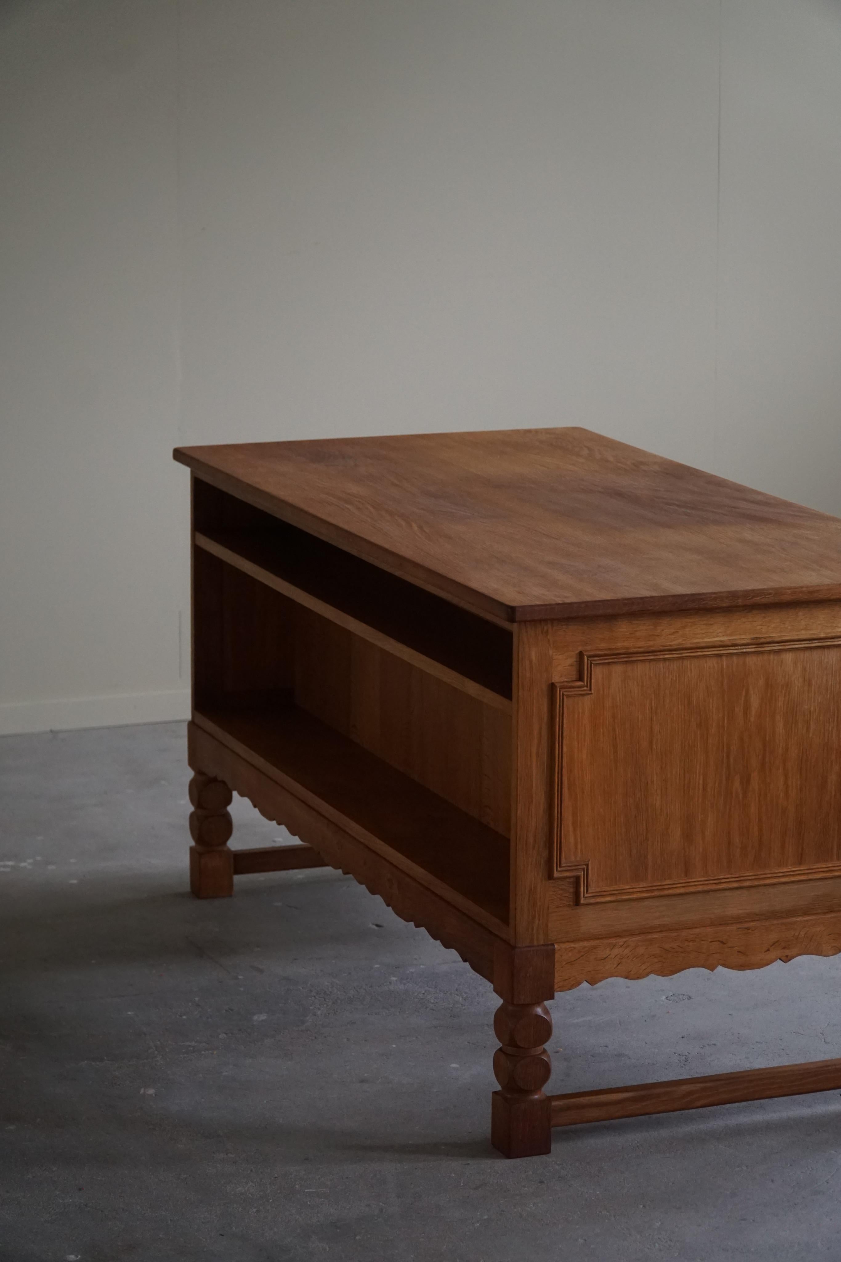Freestanding Brutalist Desk in Solid Oak, Made by a Danish Cabinetmaker ...