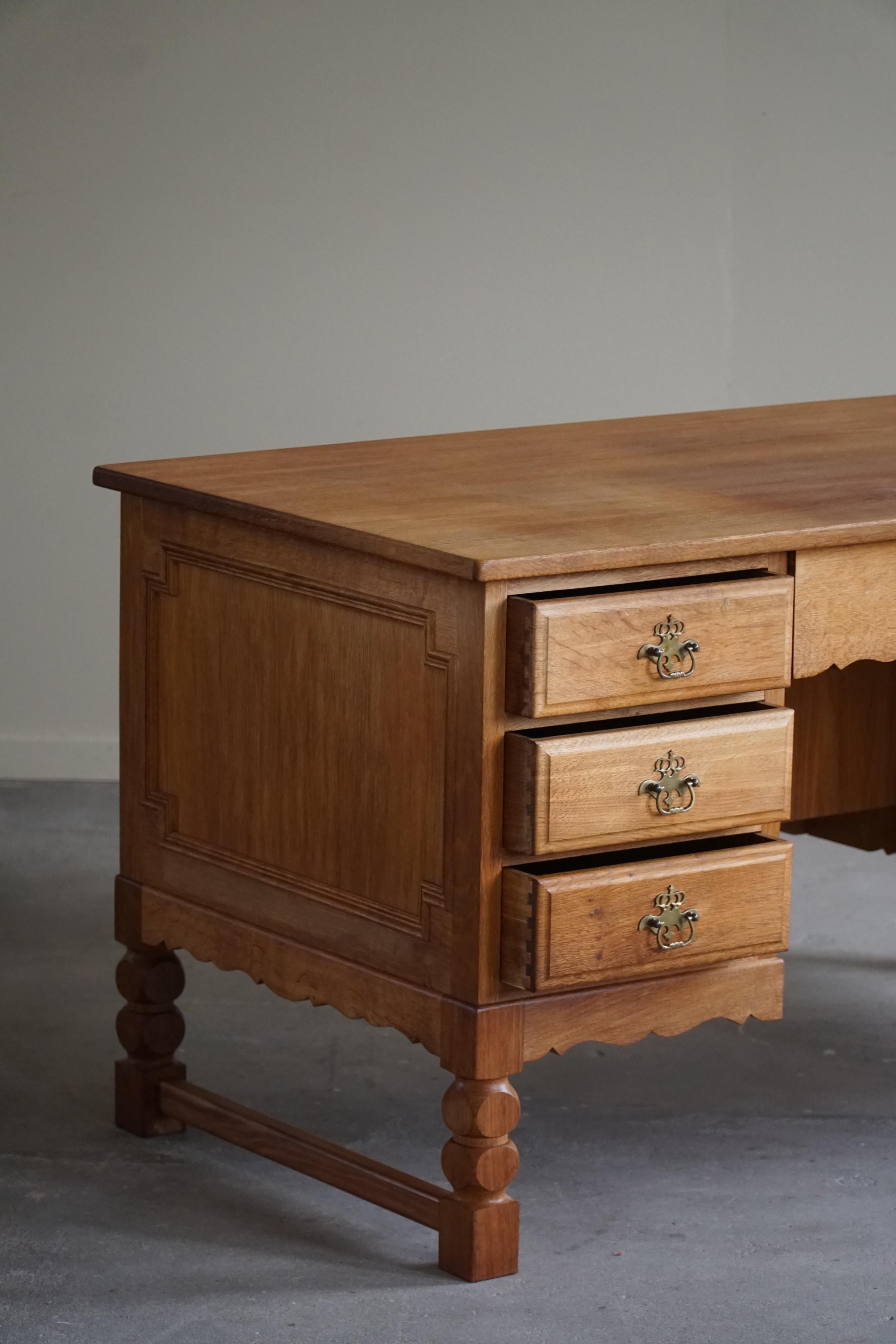 Freestanding Brutalist Desk in Solid Oak, Made by a Danish Cabinetmaker ...