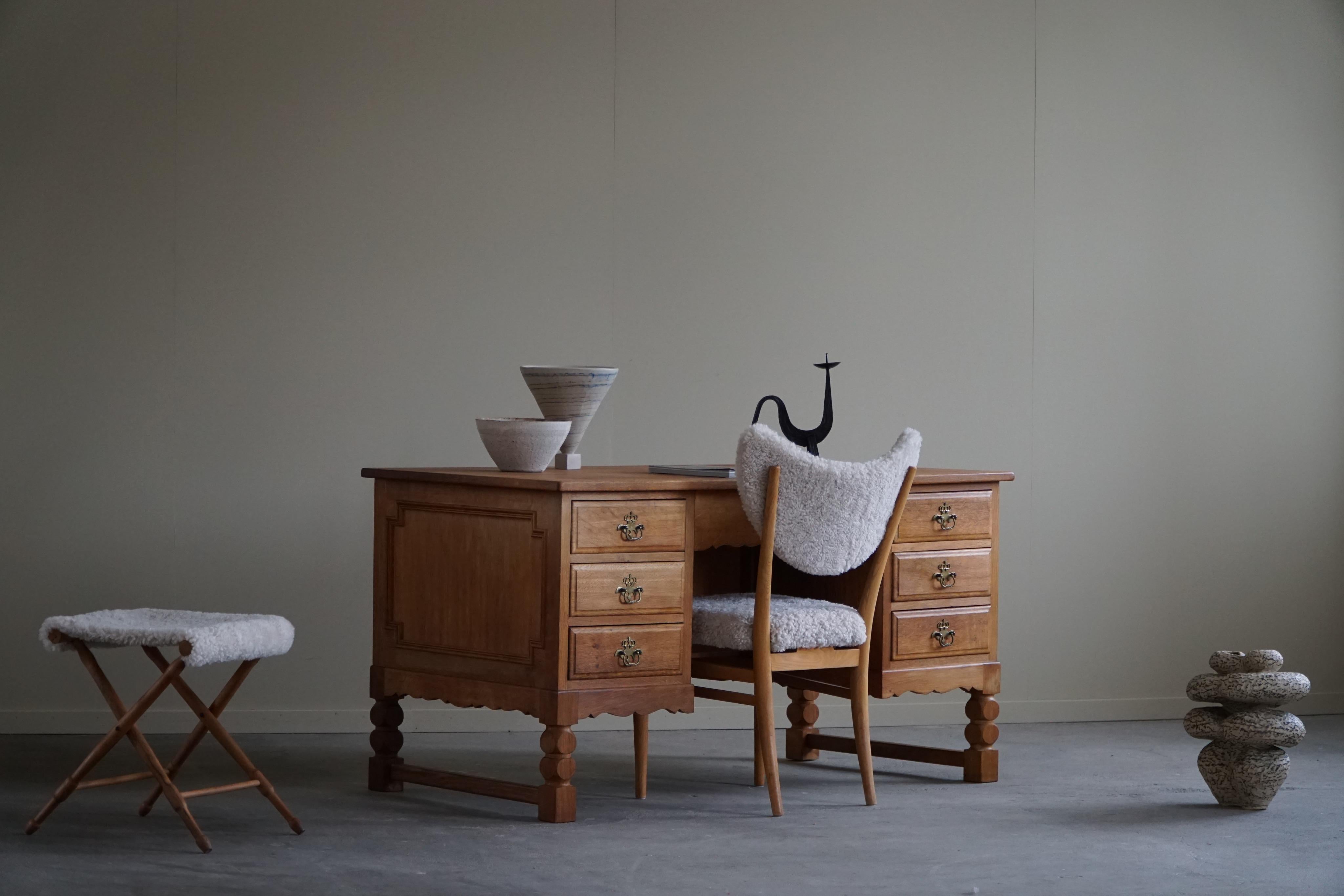 Freestanding Brutalist Desk in Solid Oak, Made by a Danish Cabinetmaker ...