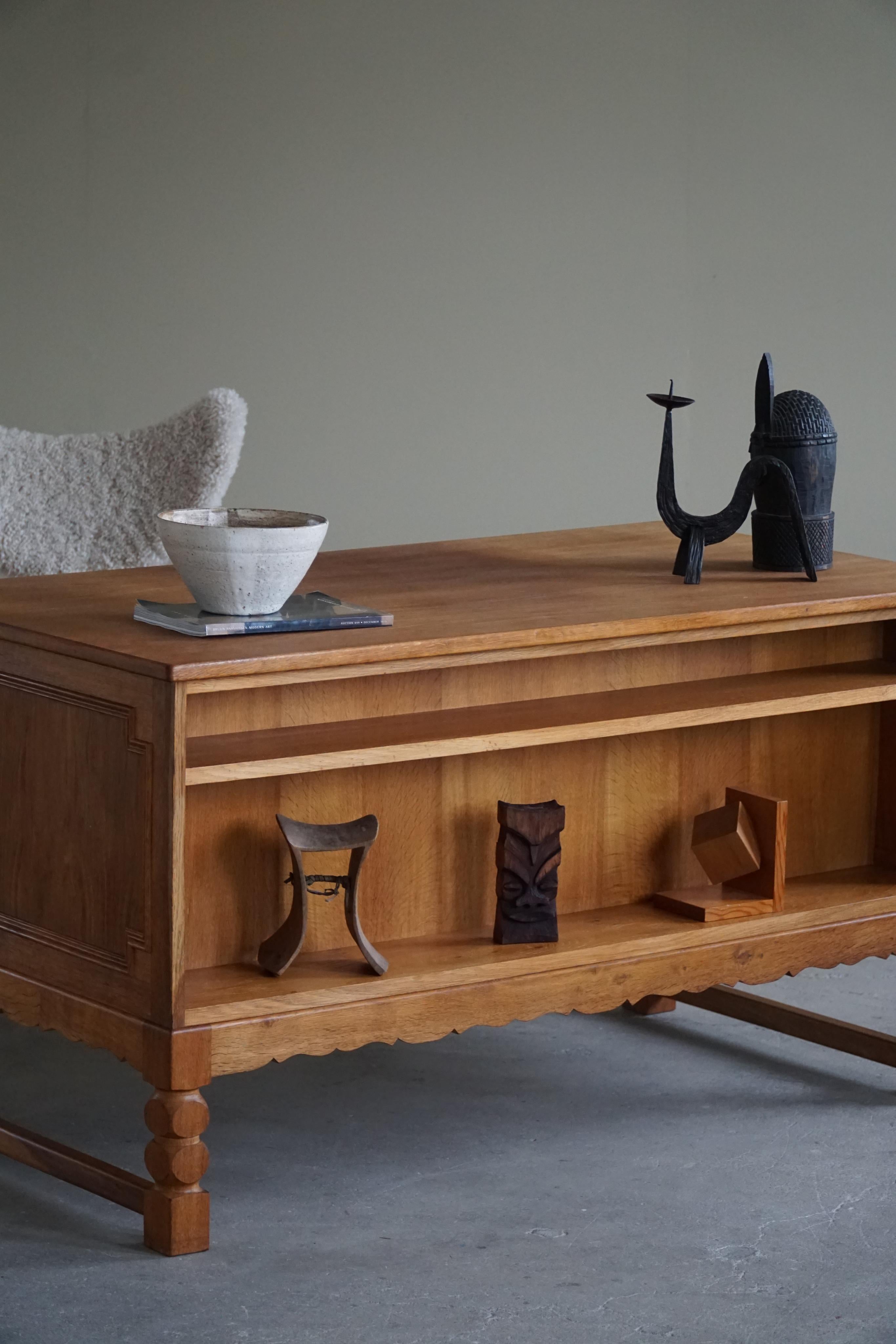 Freestanding Brutalist Desk in Solid Oak, Made by a Danish Cabinetmaker ...