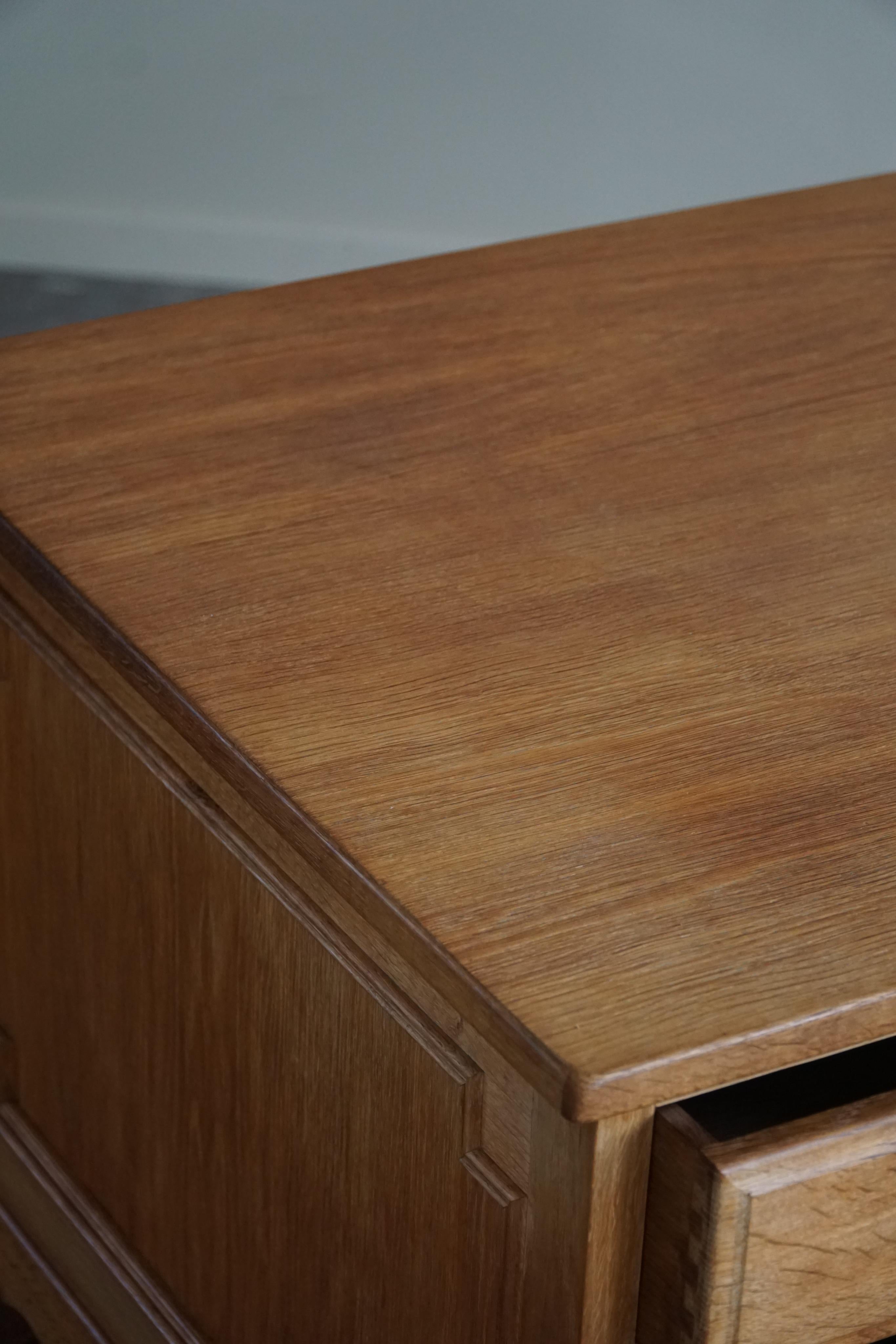 Freestanding Brutalist Desk in Solid Oak, Made by a Danish Cabinetmaker ...