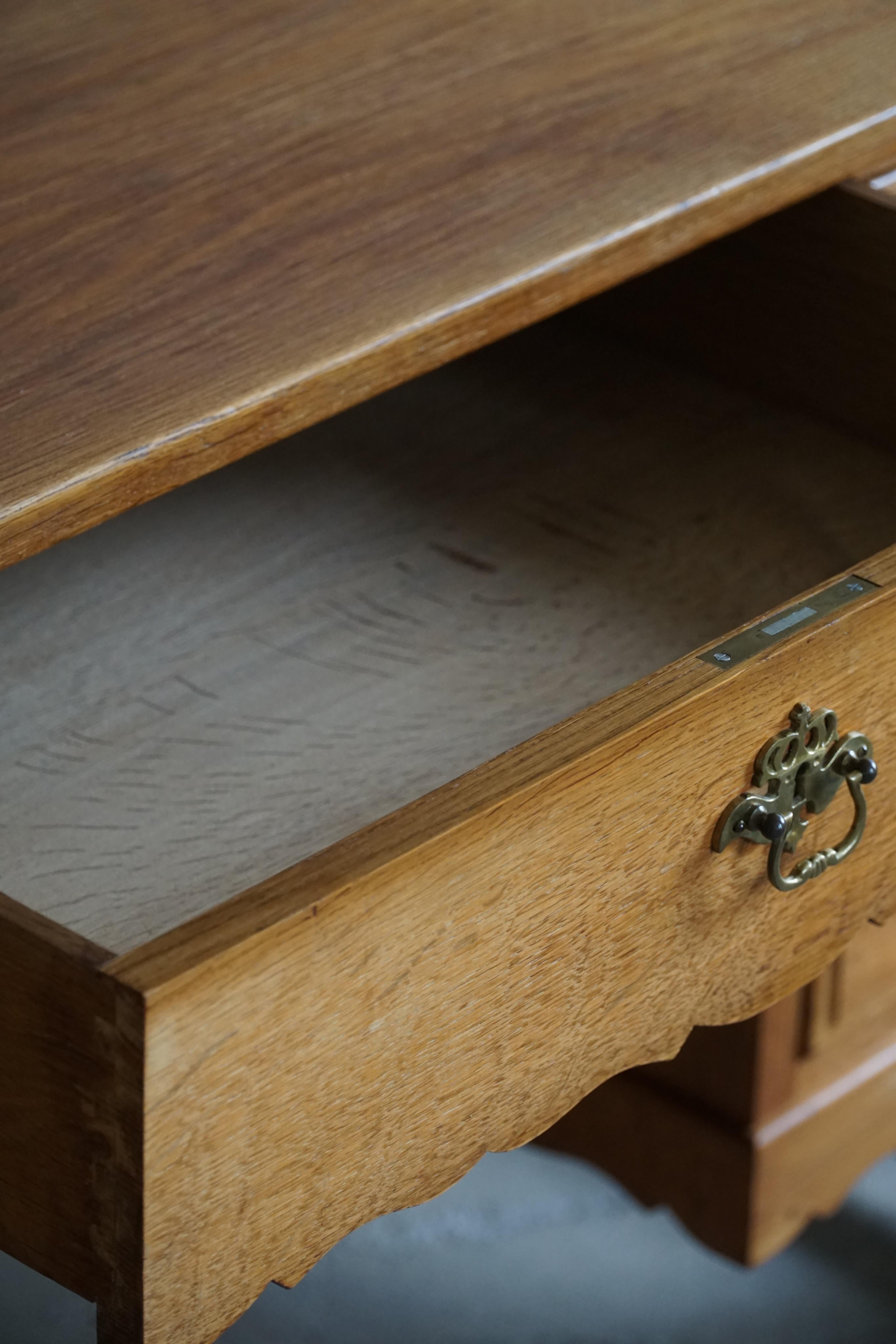Freestanding Brutalist Desk in Solid Oak, Made by a Danish Cabinetmaker ...
