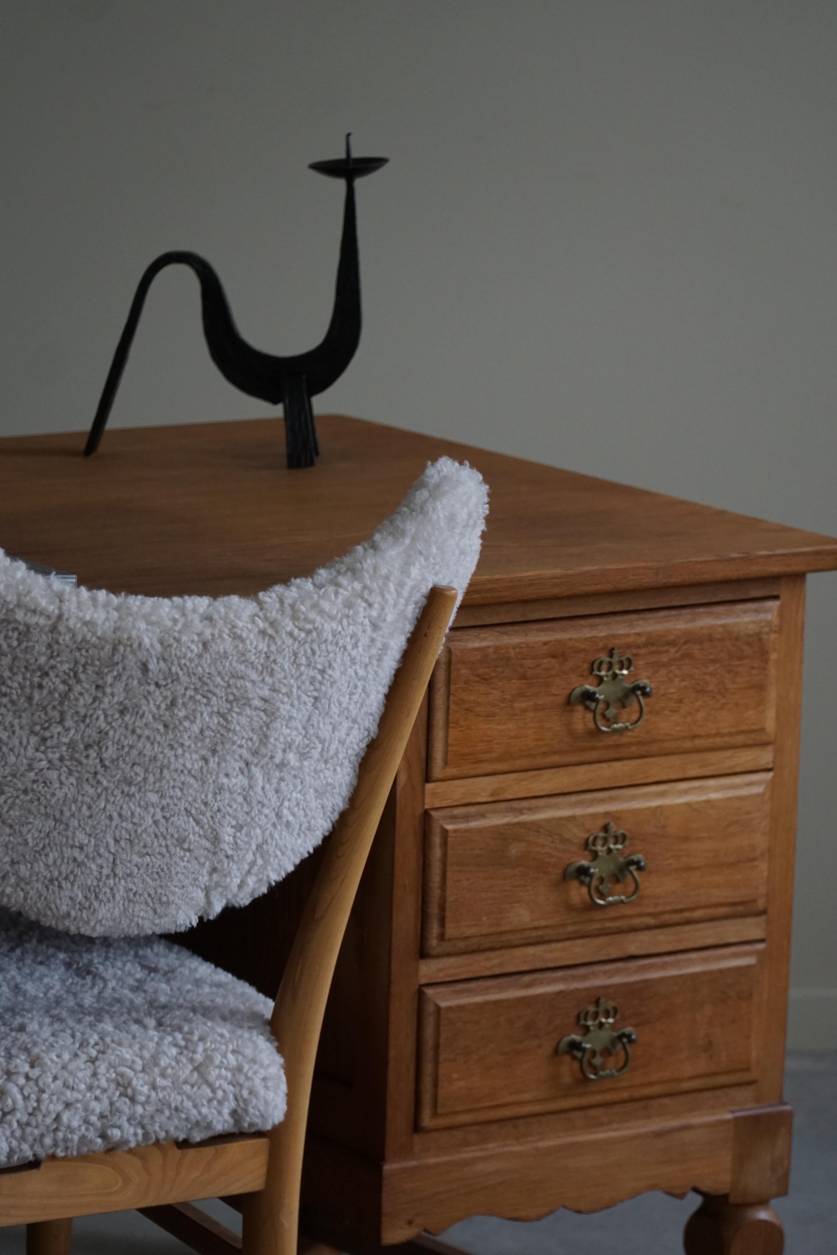 Freestanding Brutalist Desk in Solid Oak, Made by a Danish Cabinetmaker ...