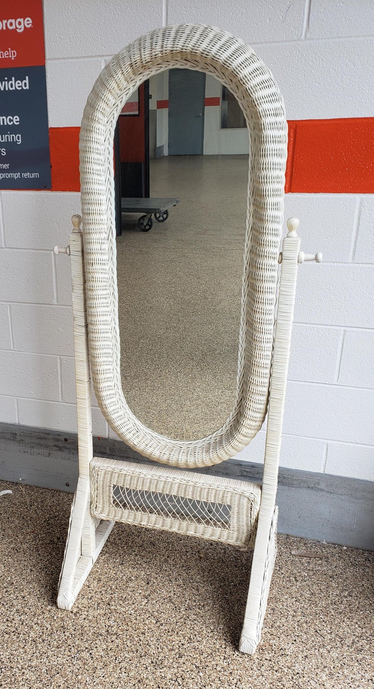 Freestanding Full Length Rattan Floor Mirror by Interlude, Circa 1970s ...