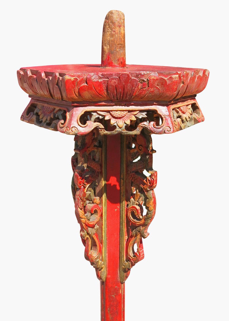 Freestanding Handcarved Chinese Candlestick Holder, Pair at 1stDibs ...