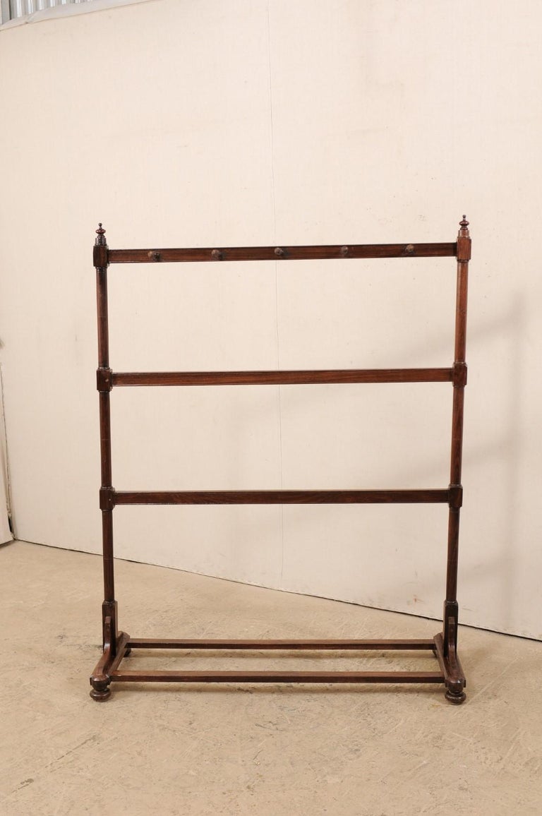 Freestanding Vintage Wood Coat and Hat Rack Raised on Bun Feet at ...