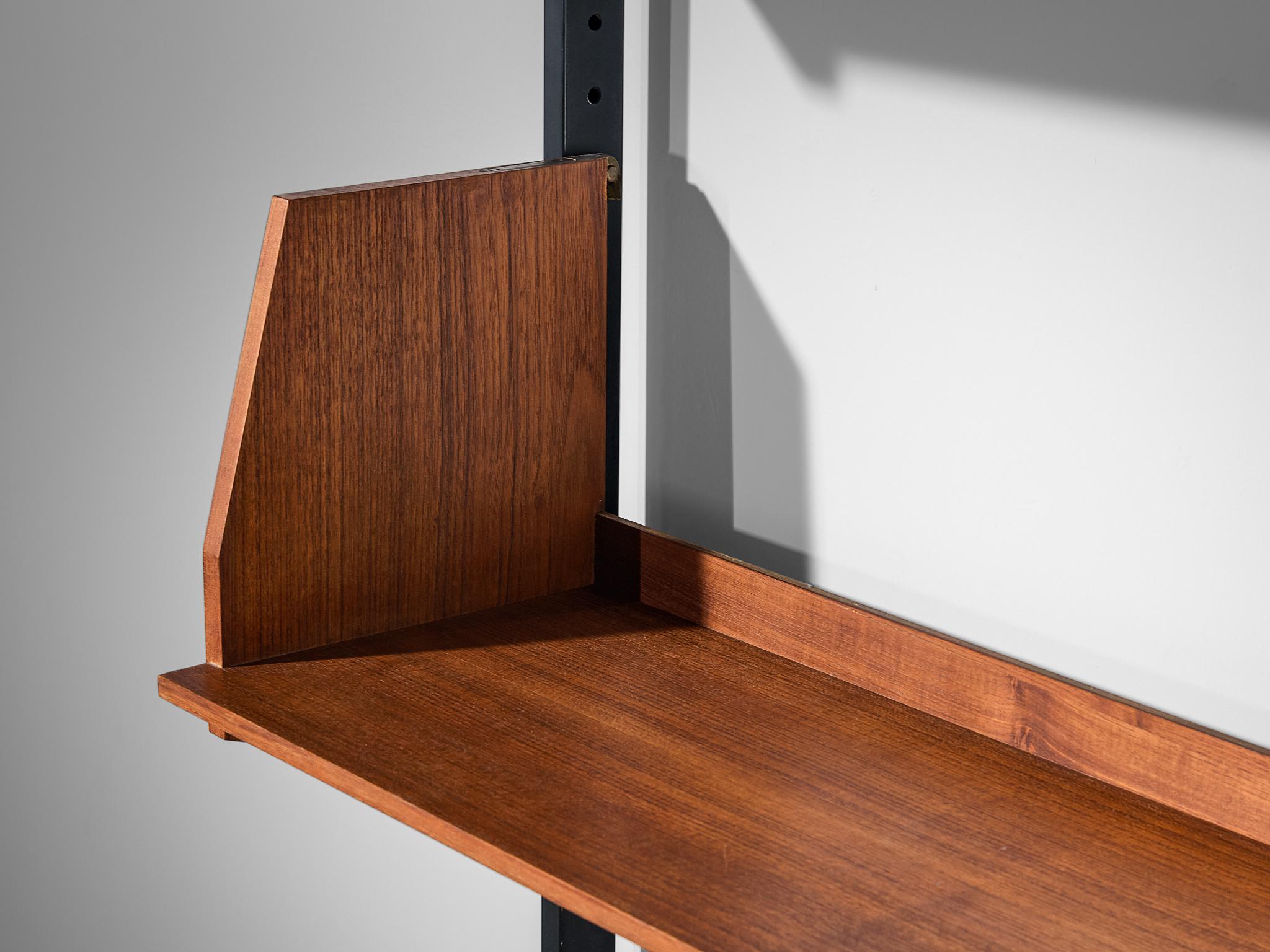 Mid-Century Modern Wall Unit in Teak and Steel For Sale at 1stDibs