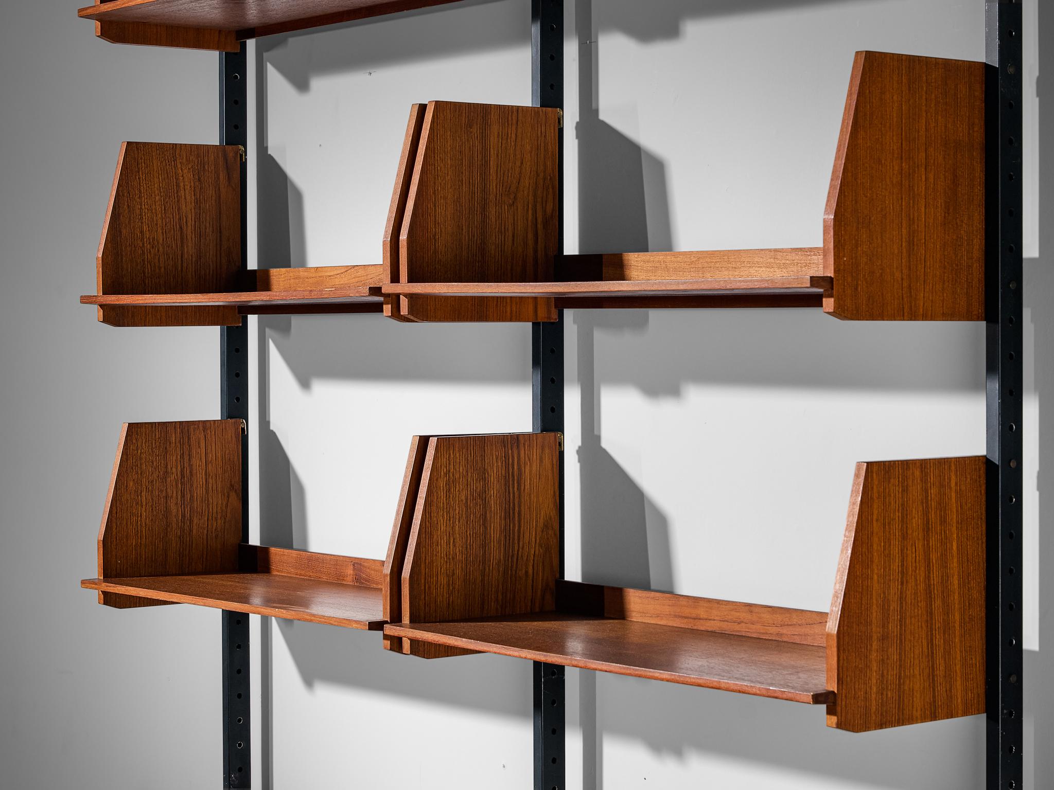 Mid-Century Modern Wall Unit in Teak and Steel For Sale at 1stDibs