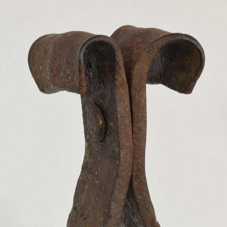 French 17/18th Century Hand Forged Iron Candleholder For Sale at 1stDibs