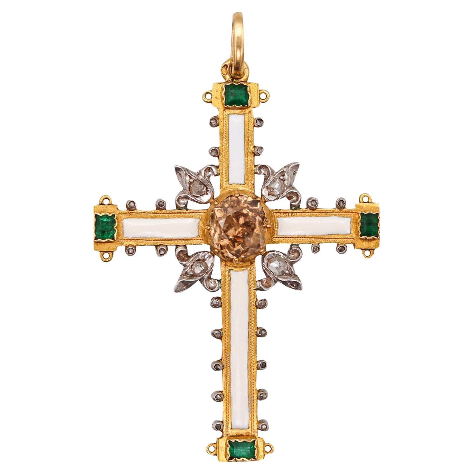 FRENCH 1775 Enameled Cross of Saint Louis In 18Kt Gold With Diamonds ...