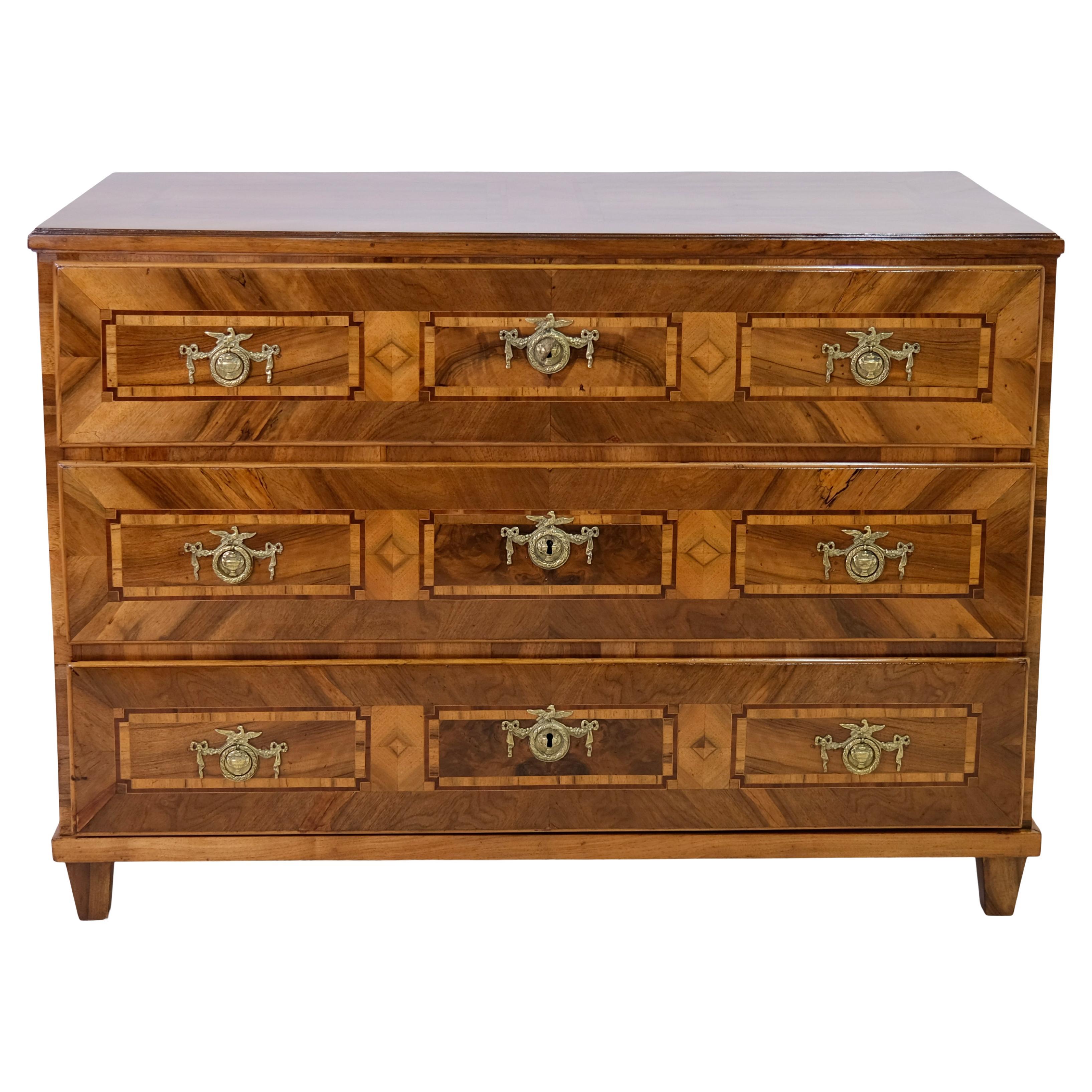 French 1780s Louis Seize XVI Commode in Nut Wood with Inlays in Fruit ...