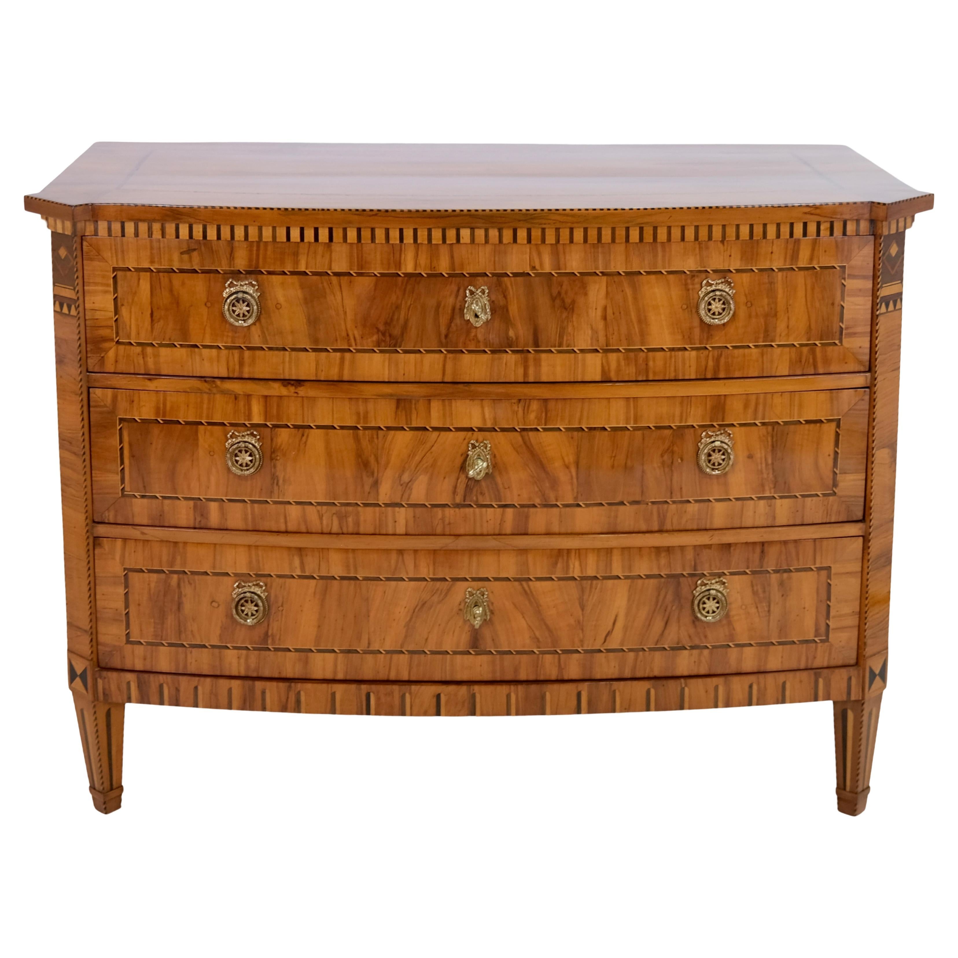 French 1780s Louis Seize XVI Commode in Nut Wood with Inlays in Fruit ...