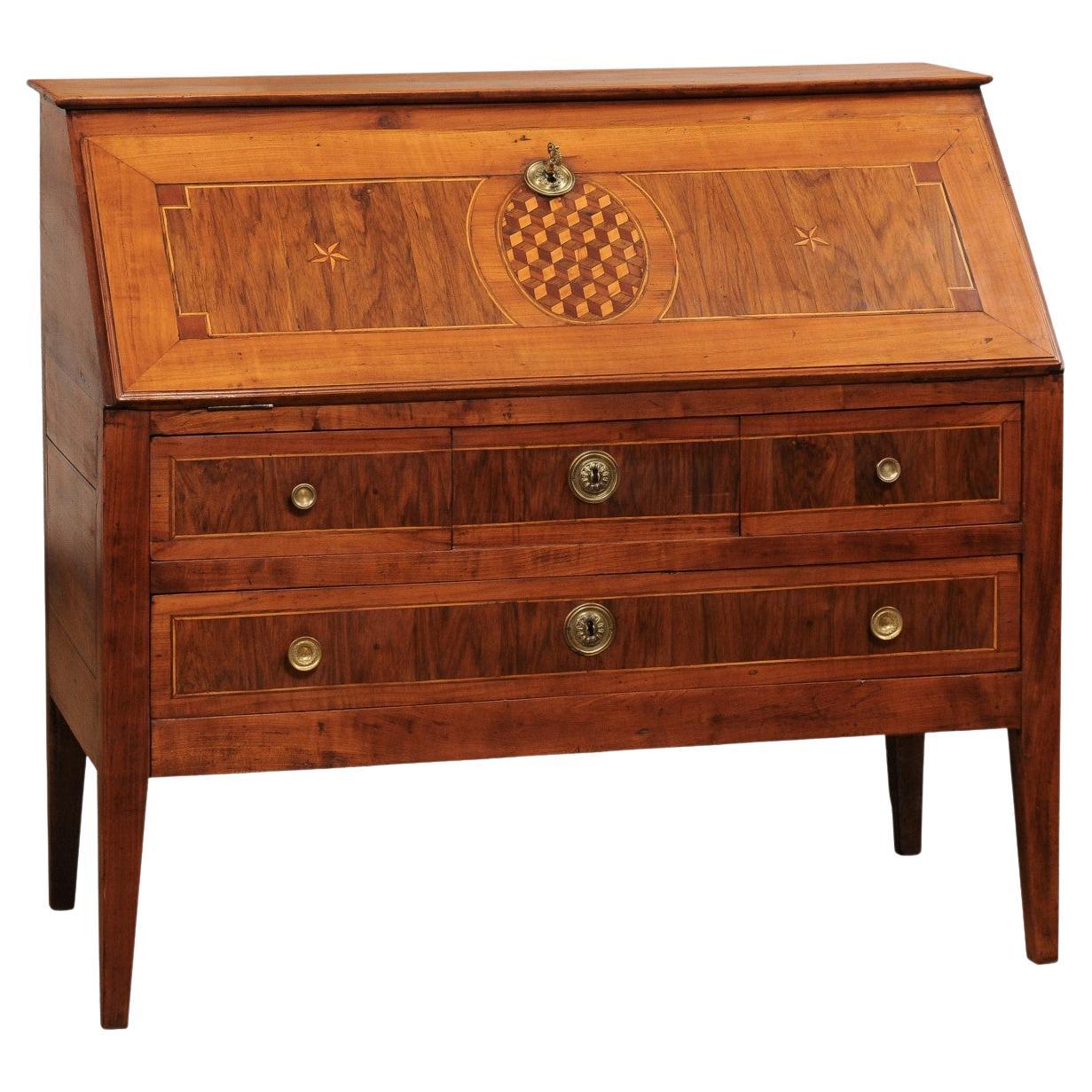 French 1750s Louis XV Walnut Slant Front Desk with Drawers and Cabriole ...