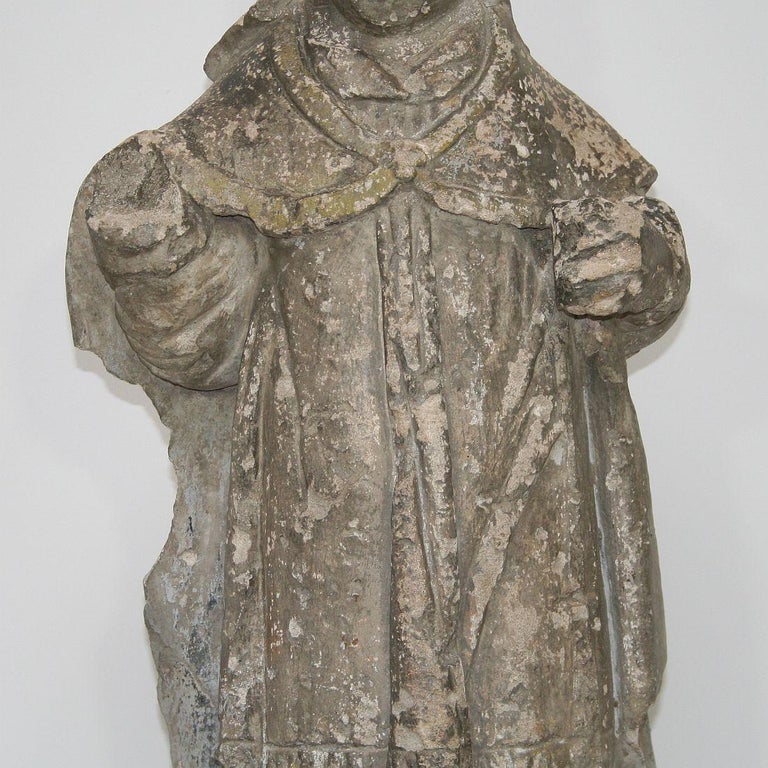 French, 17th Century Carved Stone Statue of Saint Nicholas at 1stDibs