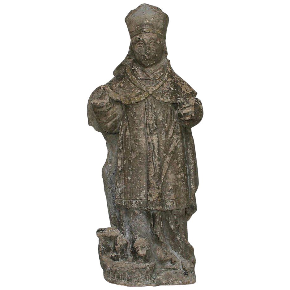 French, 17th Century Carved Stone Statue of Saint Nicholas at 1stDibs