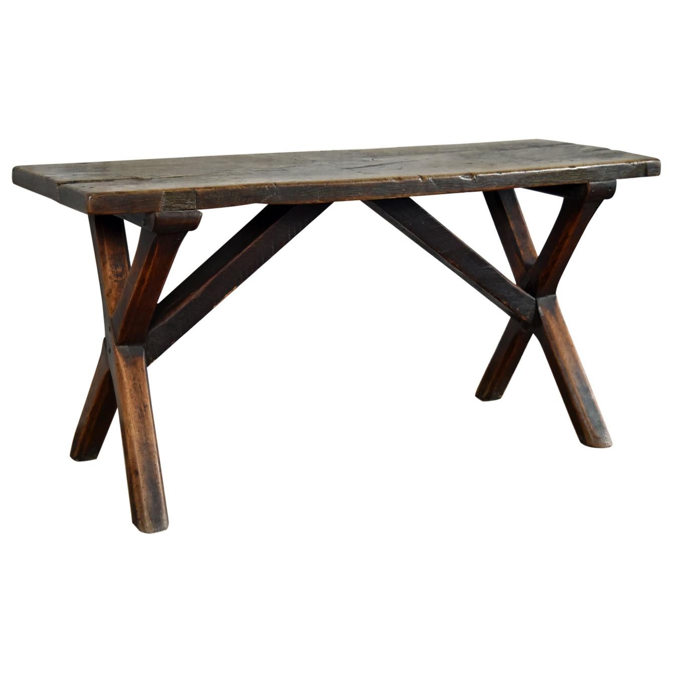 Vintage Elm Wood Rustic Console Table For Sale at 1stDibs