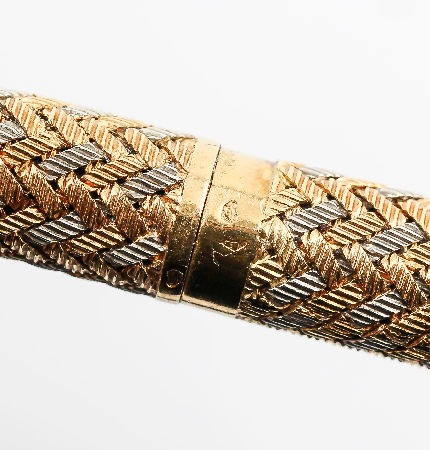 French 18 Karat Two-Tone Gold Basket Weave Ballpoint Purse Pen at 1stDibs