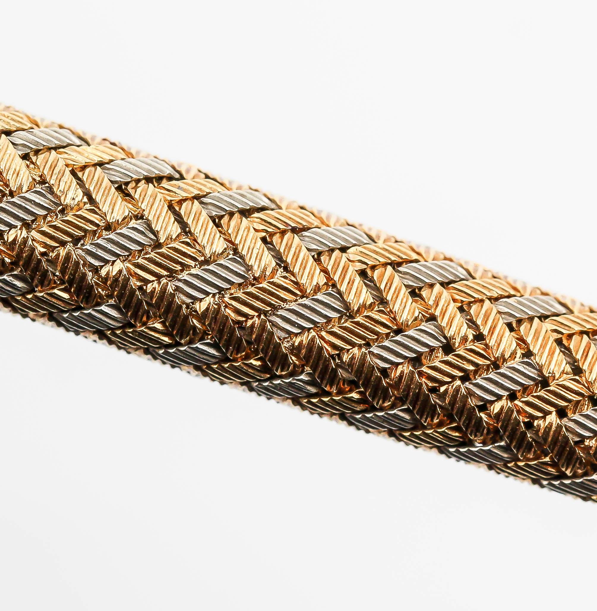 French 18 Karat Two-Tone Gold Basket Weave Ballpoint Purse Pen at 1stDibs