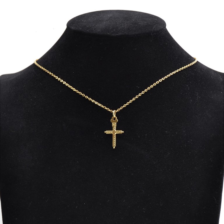 French 18 Karat Yellow Gold Chiseled Regional Cross Pendant For Sale at ...