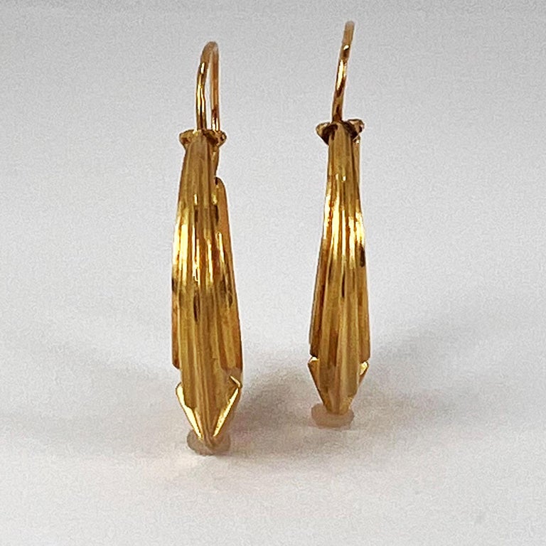 French 18 Karat Yellow Gold Creole Hoop Earrings For Sale at 1stDibs