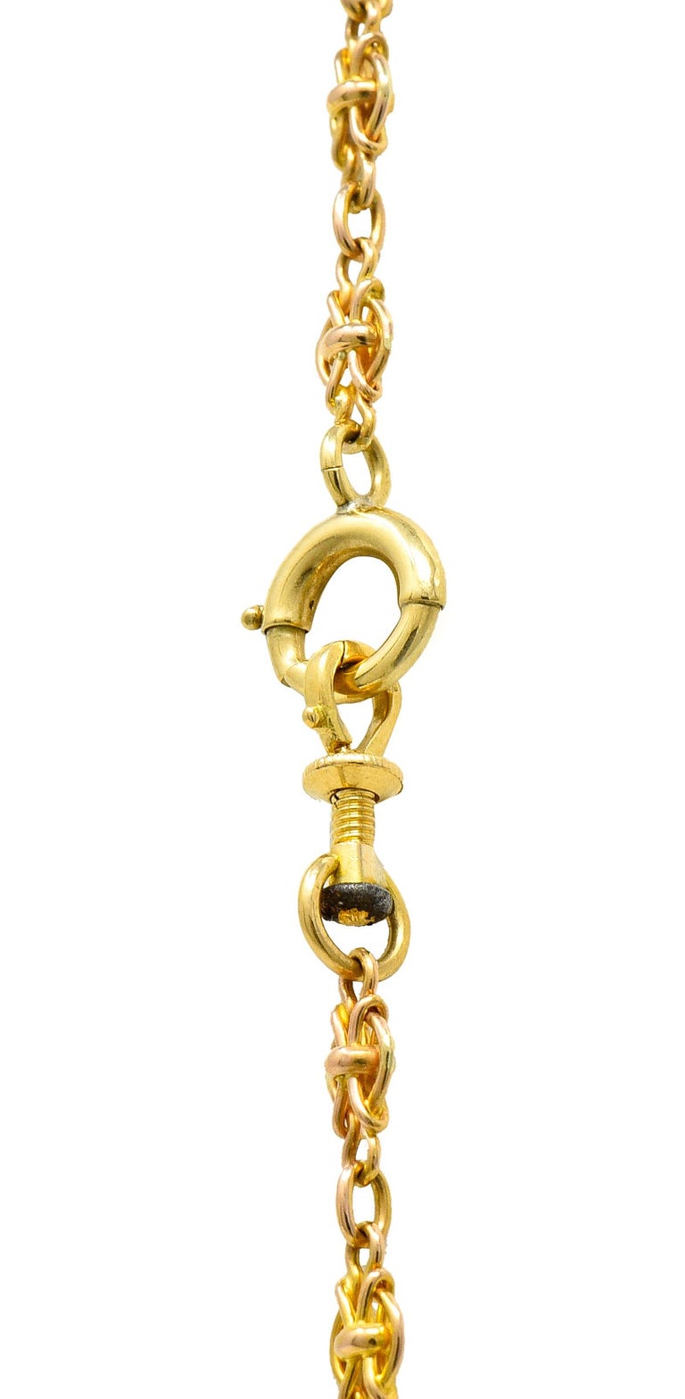 French 18 Karat Yellow Gold Knot Navette Chain Link Antique Chain For ...