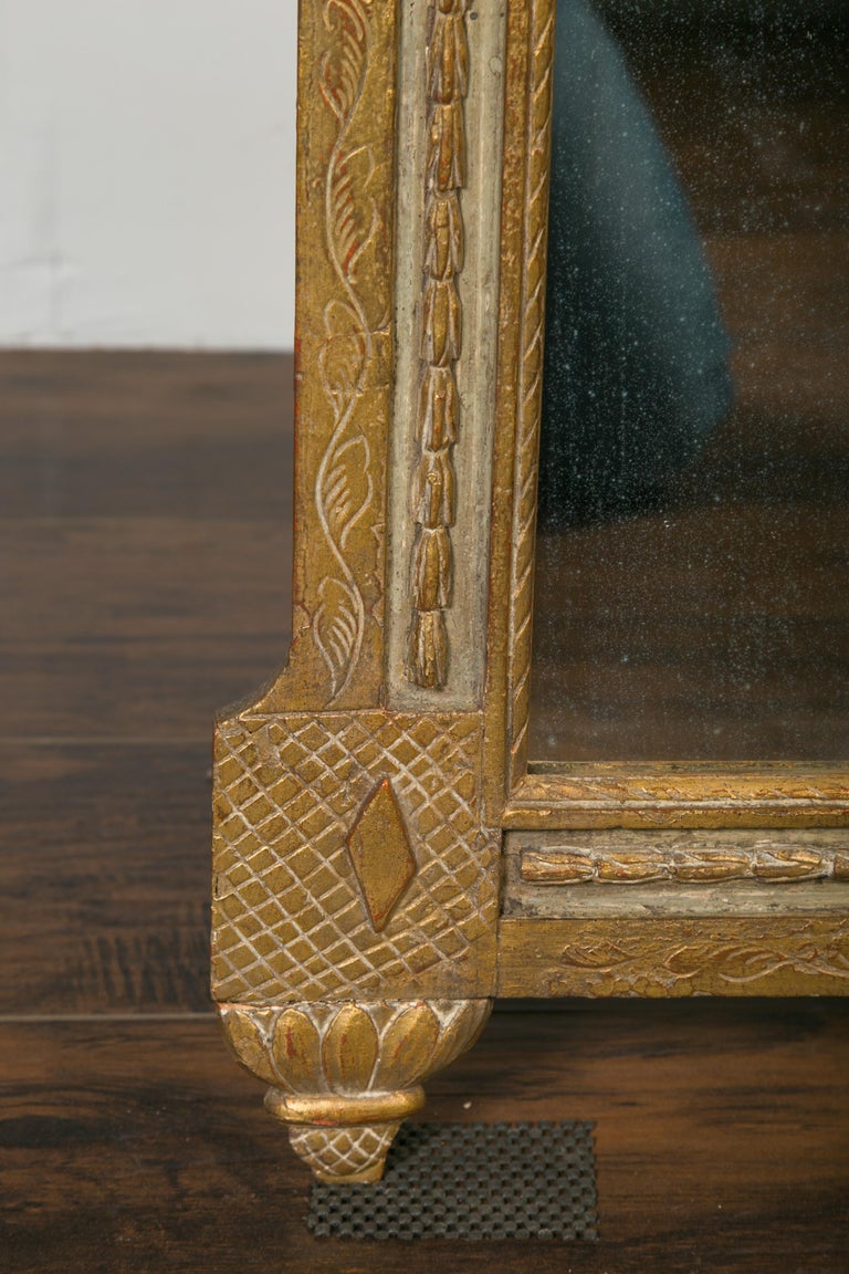 French 1800s Giltwood Crested Mirror with Carved Foliage, Urn and ...