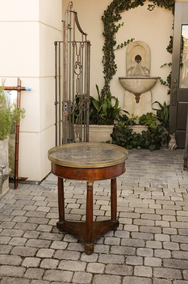 French 1810s Empire Period Walnut Guéridon Table with Bronze Mounts and ...