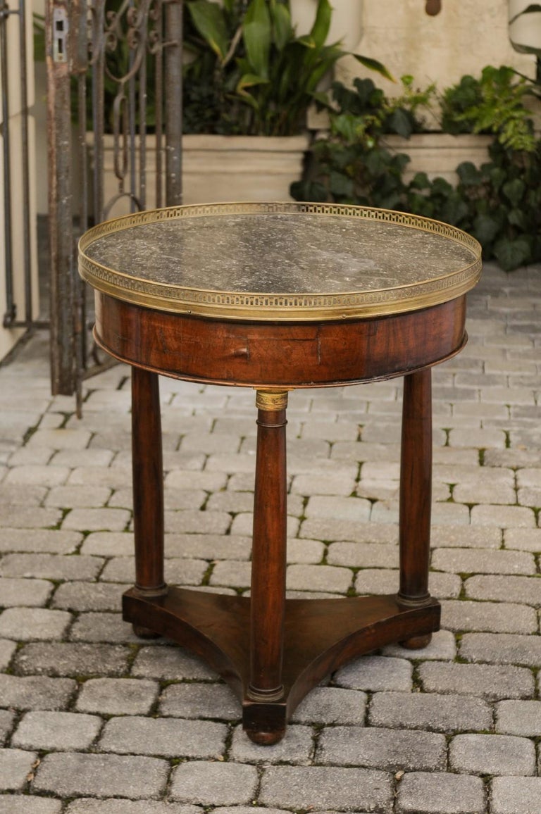 French 1810s Empire Period Walnut Guéridon Table with Bronze Mounts and ...