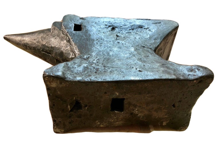 French 1811 Hand-Forged Iron Locksmith Anvil, Carved Tree of Life and 8 ...