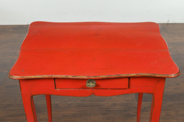 French 1820s Restauration Period Red Side Table with Serpentine Top and ...