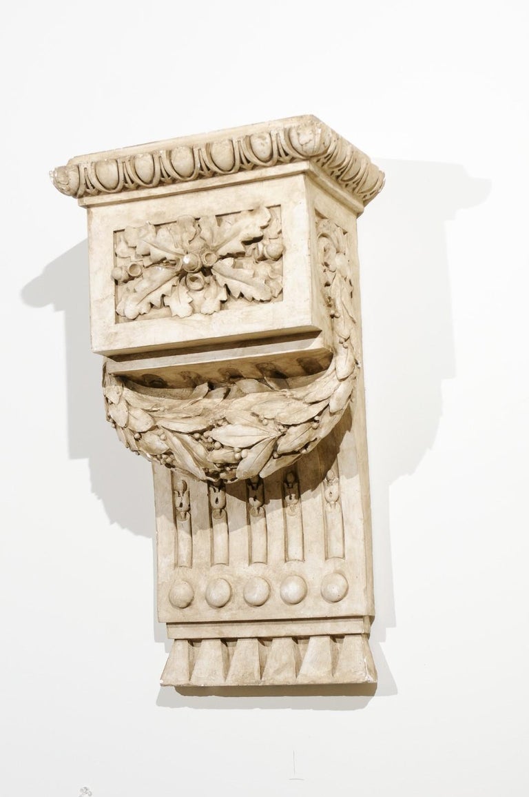 French 1830s Louis-Philippe Period Stucco Wall Bracket Decoration with ...