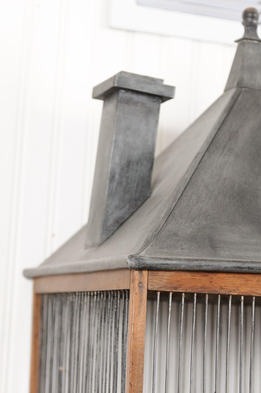 French 1830s Restauration Rustic House-Shaped Bird Cage with Slanted ...