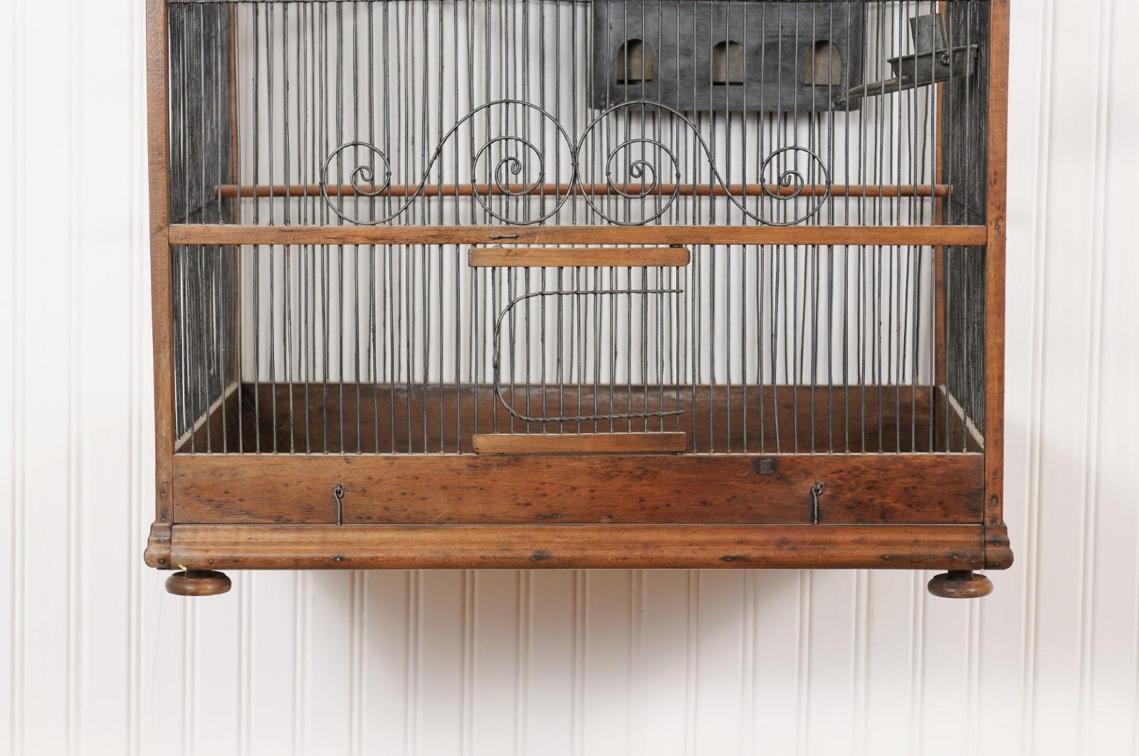 French 1830s Restauration Rustic House-Shaped Bird Cage with Slanted ...